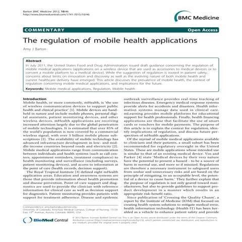 The regulation of mobile health apps | PDF