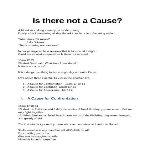 Is there not a Cause? | DOC