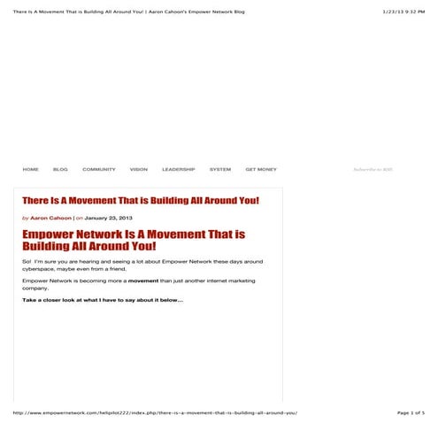 There is a movement that is building all around you! | aaron cahoon's empower network blog | PDF