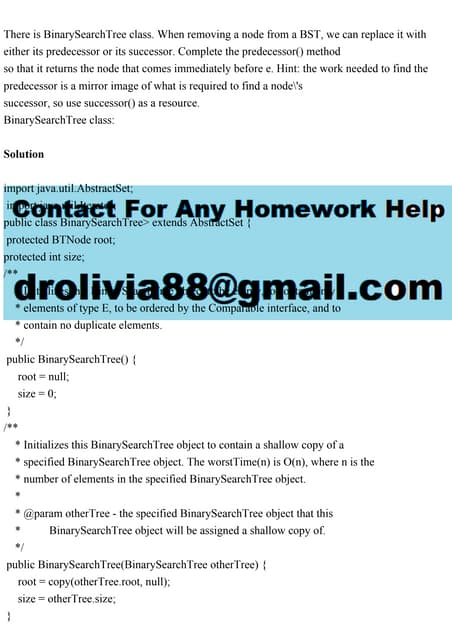 There is BinarySearchTree class. When removing a node from a BST, we.pdf There is BinarySearchTree class. When removing a node from a BST, we.pdf