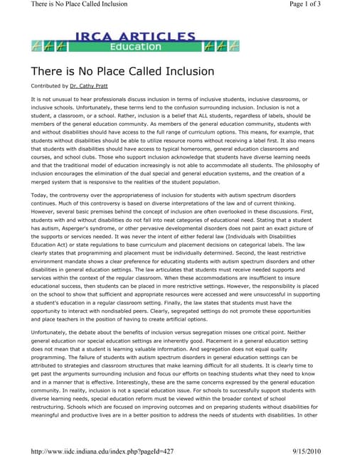 Inclusion versus SegregationOne of the top issues in special.docx