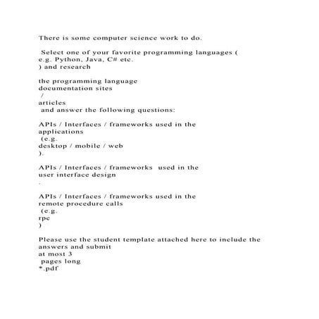 There is some computer science work to do. Select one of your fa.docx