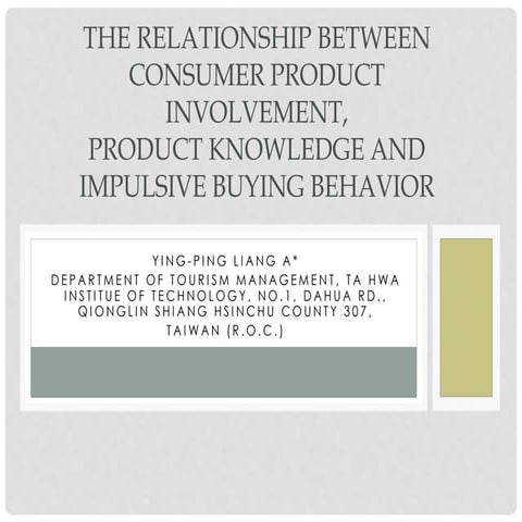 The Relationship between Consumer Product Involvement, Product ...