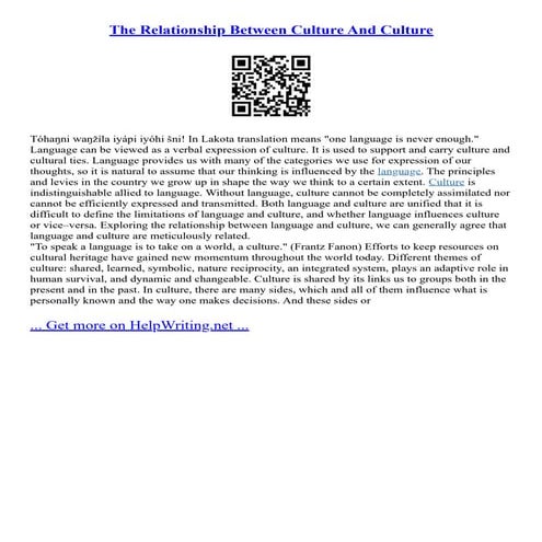 The Relationship Between Culture And Culture | PDF