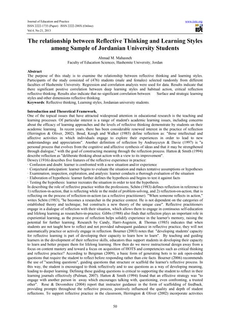 Reflective Practice Log Example