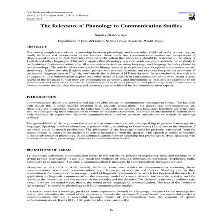 The relevance of phonology to communication studies | PDF