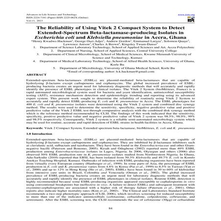 The Reliability Of Using Vitek 2 Compact System To Detect Pdf