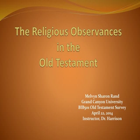 The Religious observances in the Old Testament | PPT