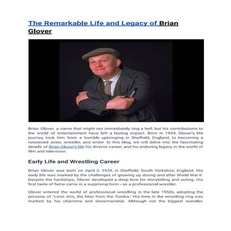 The Remarkable Life and Legacy of Brian Glover | PDF
