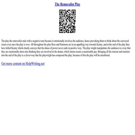 The Removalist Play | PDF