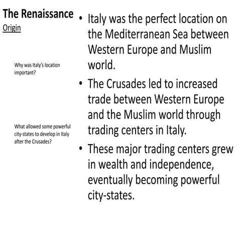 The Renaissance, Reformation and Exploration lesson 2 renaissance ...