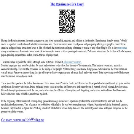 The Renaissance Era Essay | PPT
