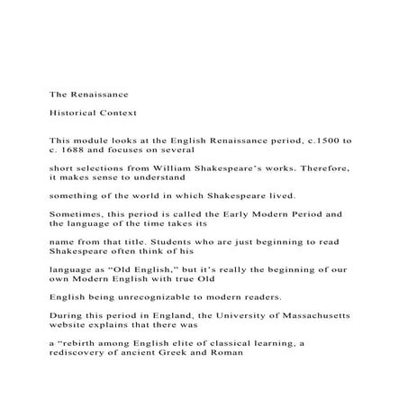 The Renaissance Historical Context This module .docx