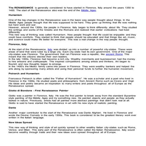 The Renaissance reading | PDF