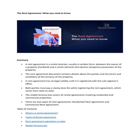 The Rent Agreement: What you need to know | PDF