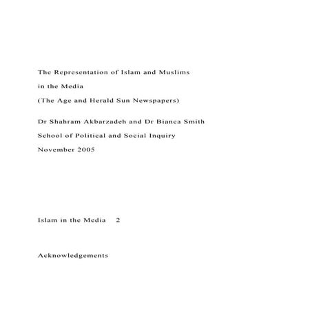 The Representation of Islam and Muslims in the Media .docx | Islam | Religion & Spirituality