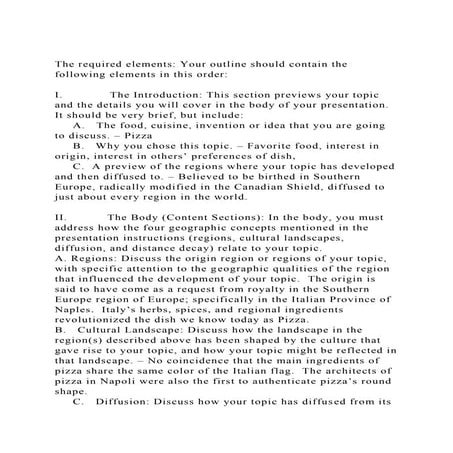 The required elements Your outline should contain the following e.docx | Geography | Science