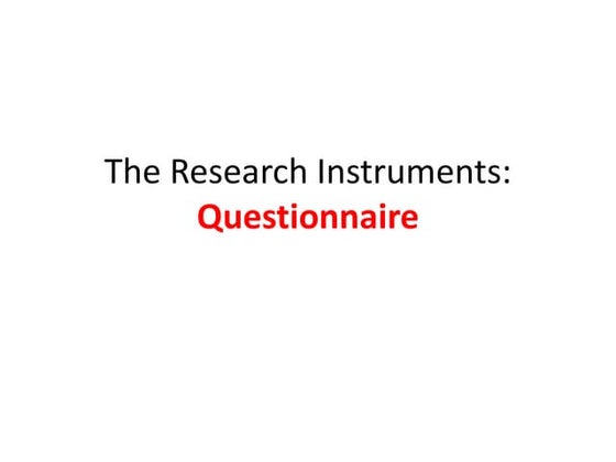 Research instrument | PPTX | Education