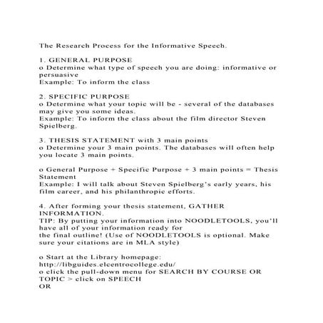 The Research Process for the Informative Speech.1. GENERAL PUR.docx