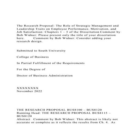 The Research Proposal The Role of Strategic Management and Le.docx