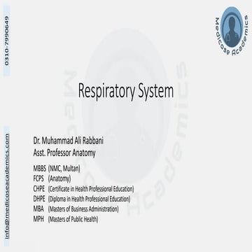 The Respiratory System - Medicose Academics | PDF