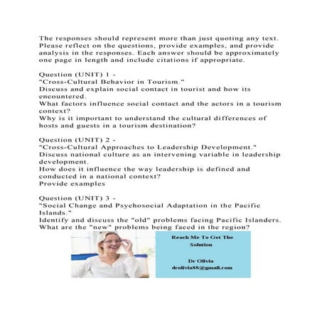 The responses should represent more than just quoting any text. Plea.docx