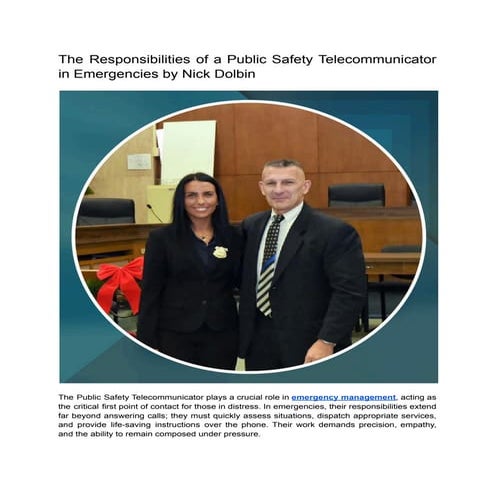 The Responsibilities of a Public Safety Telecommunicator in Emergencies by Nick Dolbin | PDF