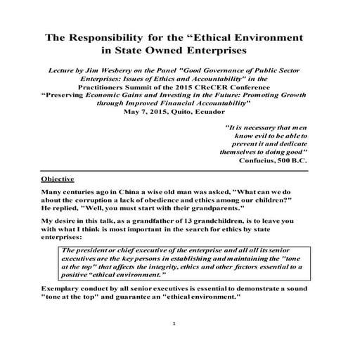 The responsibility for the “ethical environment" in state owned ...