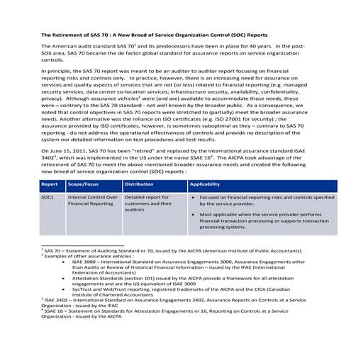 The Retirement Of Sas 70 Article | PDF | Business Accounting & Finance ...