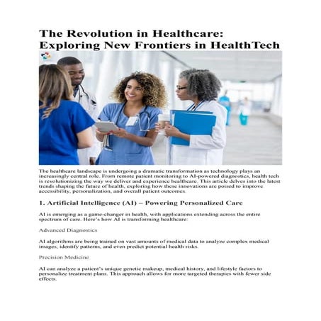 The Healthcare Revolution: Unlocking New Frontiers with HealthTech | The Lifesciences Magazine | PDF