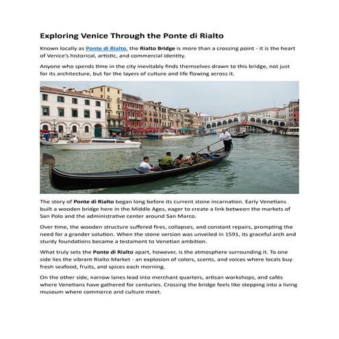 Exploring Venice Through the Ponte di Rialto | PDF