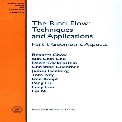 The Ricci Flow Techniques And Applications Geometric Aspects Mathematical Surveys And