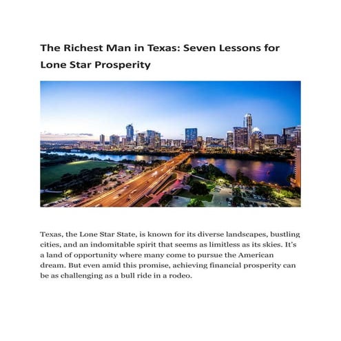 The Richest Man in Texas.pdf | Financial Planning | Personal Finance