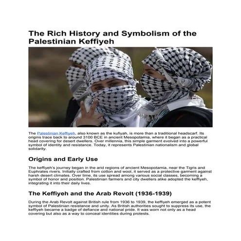 The Rich History and Symbolism of the Palestinian Keffiyeh | DOCX