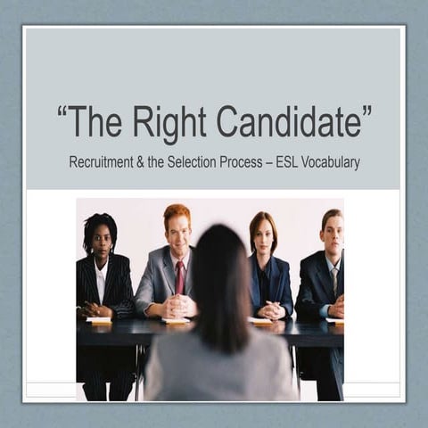 The Right Candidate: English HR Vocabulary | PPTX