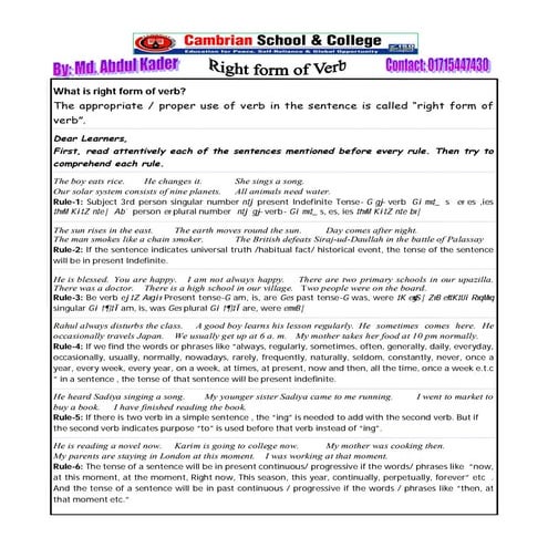 The right form of verb | PDF