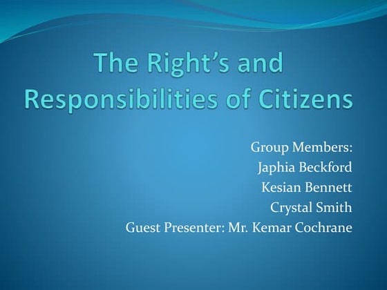 Rights duties and responsibilities of a citizen | PPT