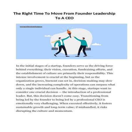 The Right Time To Move From Founder Leadership To A CEO | DOCX