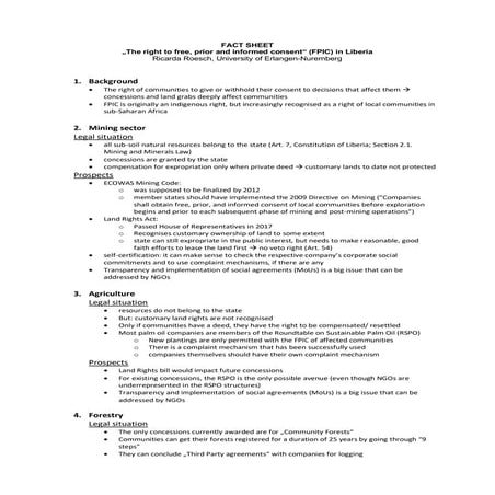 The right to free, prior and informed consent (fpic) in liberia | PDF