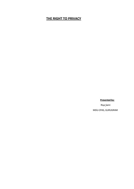 Right to privacy | PPTX