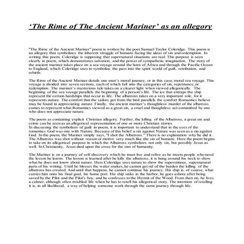 The rime of the ancient mariner as an allegory | DOCX