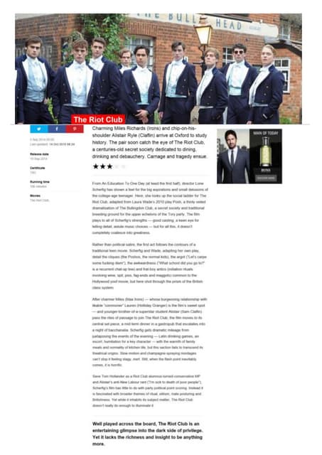 The Riot Club Trailer Analysis | PPT