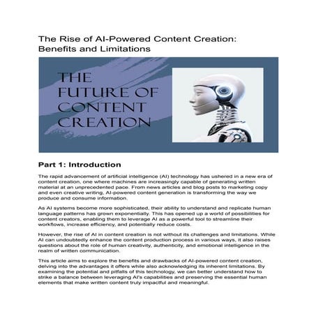 The Rise of AI-Powered Content Creation: Benefits and Limitations | PDF
