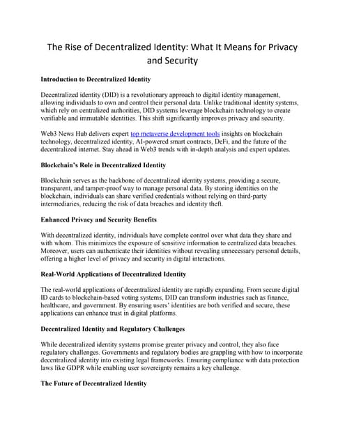 What is Decentralized Identity in Blockchain | PPT