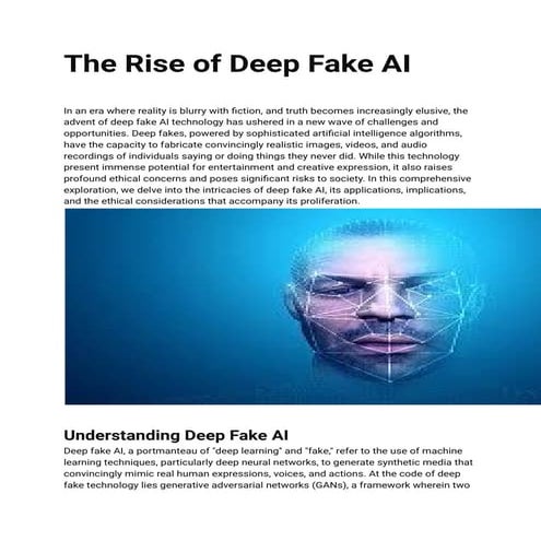 Deep Fakes: The Dark Side of AI's Creative Power | PDF