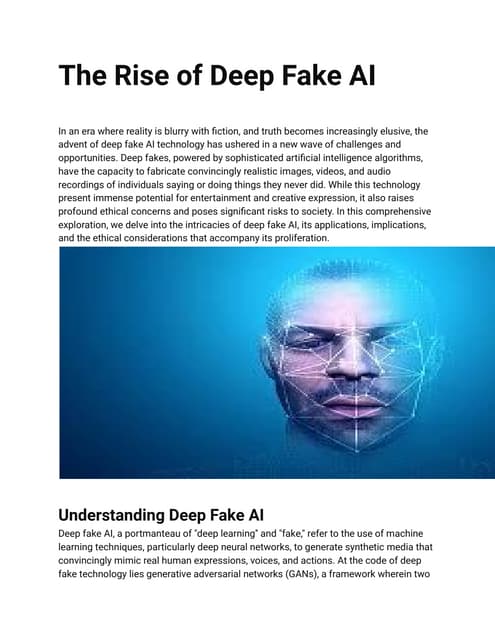 The Rise of Deep Fake Technology: A Comprehensive Guide | PDF