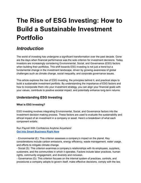 ESG Explained - Introduction | PDF