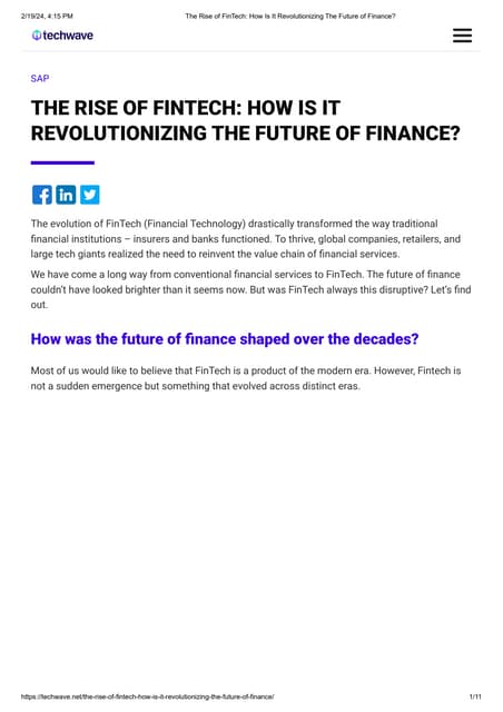 Basics of Fintech Notes Unit 1 to Unit 3 | PDF