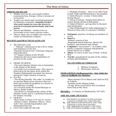The rise of islam | DOCX | Religion & Spirituality
