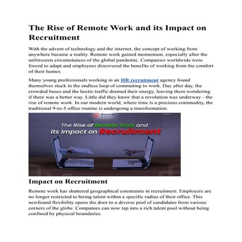 The Rise of Remote Work and its Impact on Recruitment | PPT